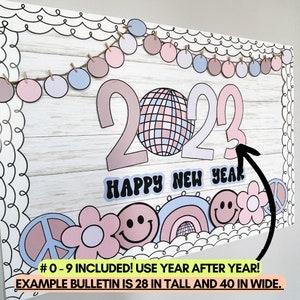 New Years Bulletin Board Kit in Muted Colors January Bulletin Board - Etsy