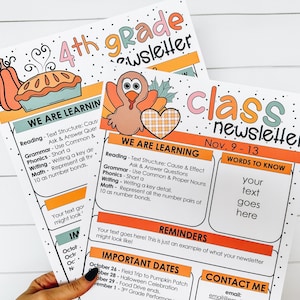 Thanksgiving Newsletters | Thanksgiving Classroom Newsletters - Etsy