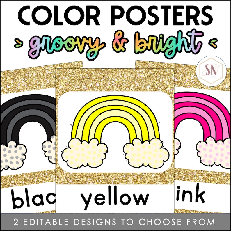Groovy Classroom Decor Glitter Color Posters - Etsy