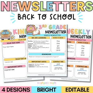 Back to School Newsletters | Editable Newsletter Templates | Classroom ...