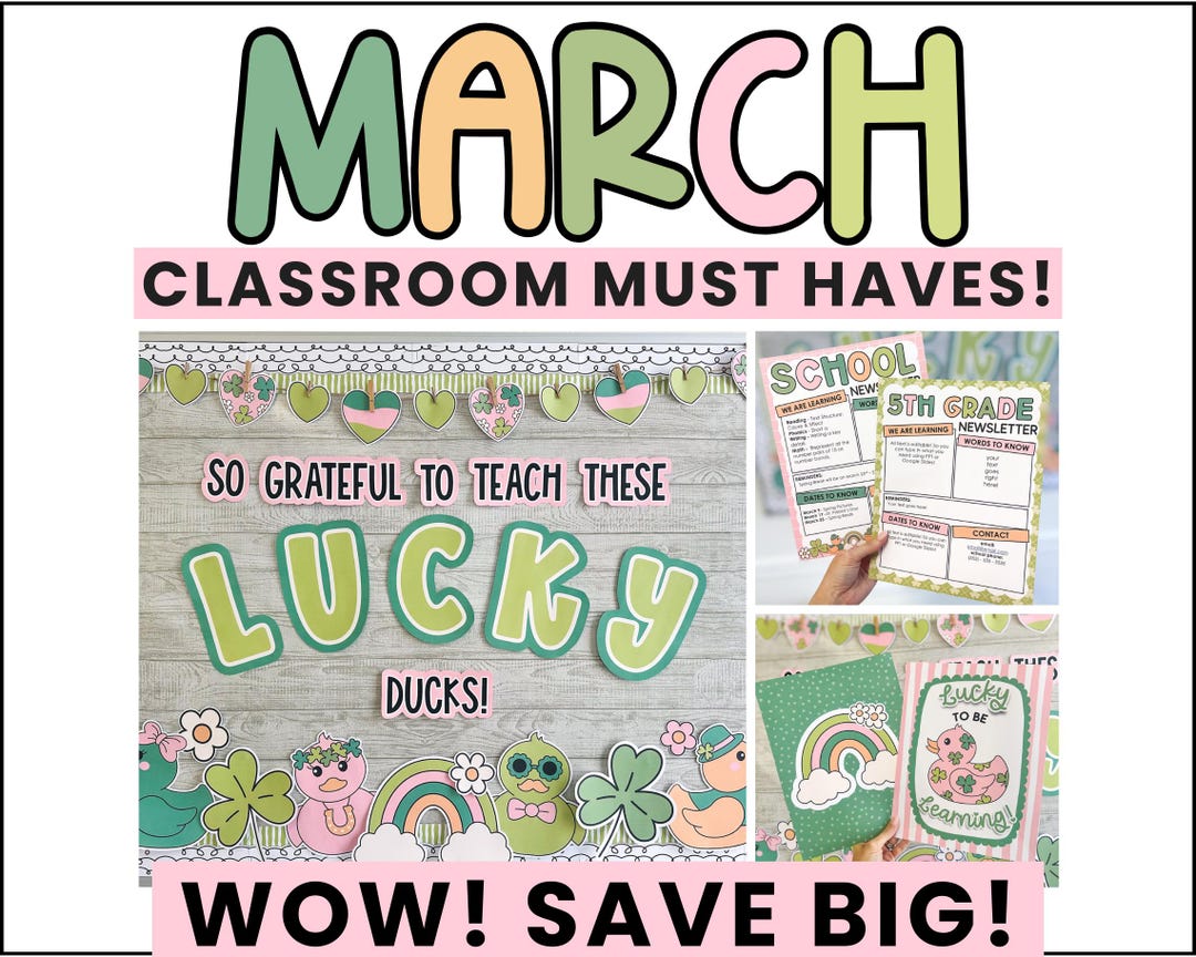 St. Patrick's Day Classroom Decor Bundle | Lucky Duck Bulletin Board ...