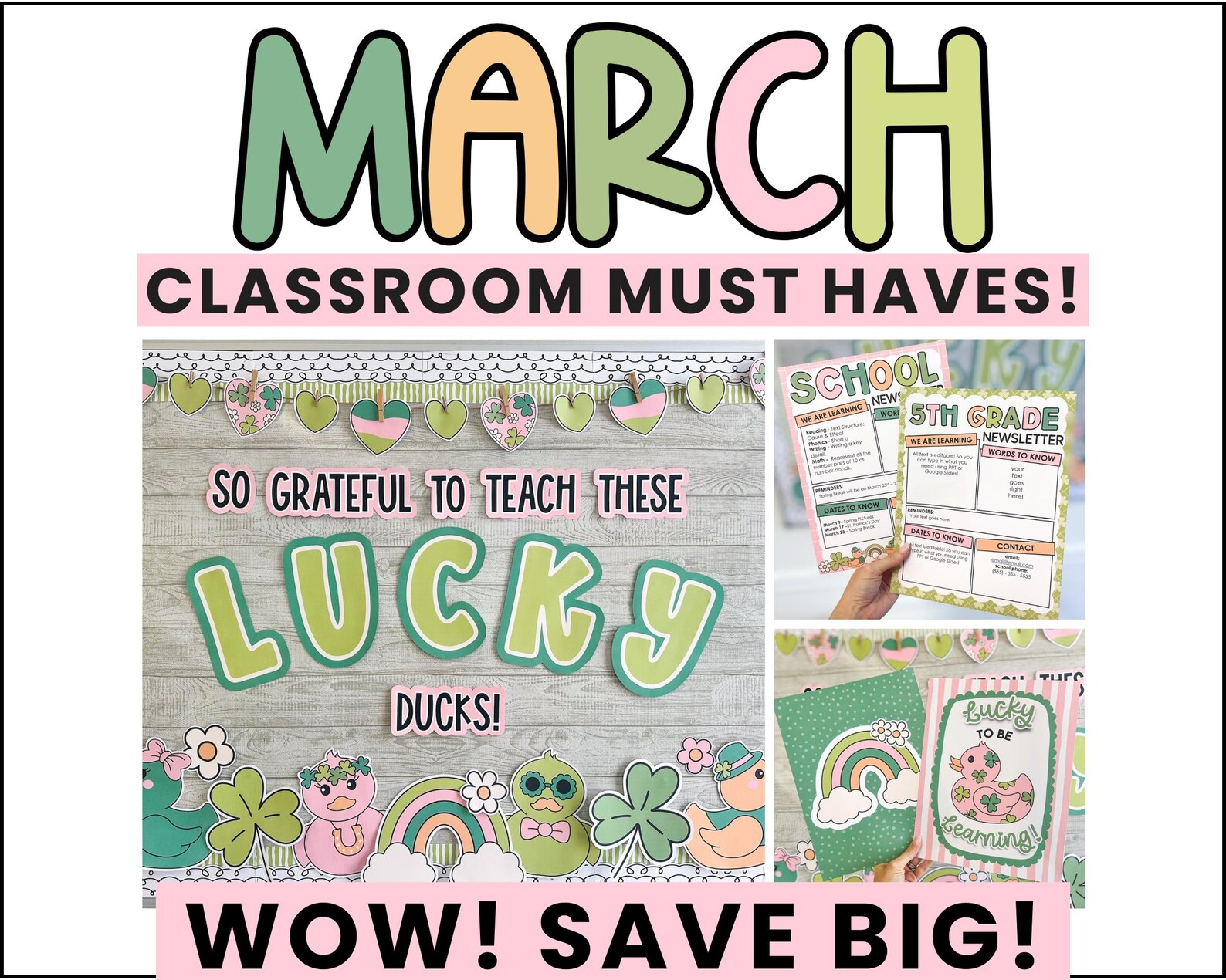 St. Patrick's Day Classroom Decor Bundle | Lucky Duck Bulletin Board ...
