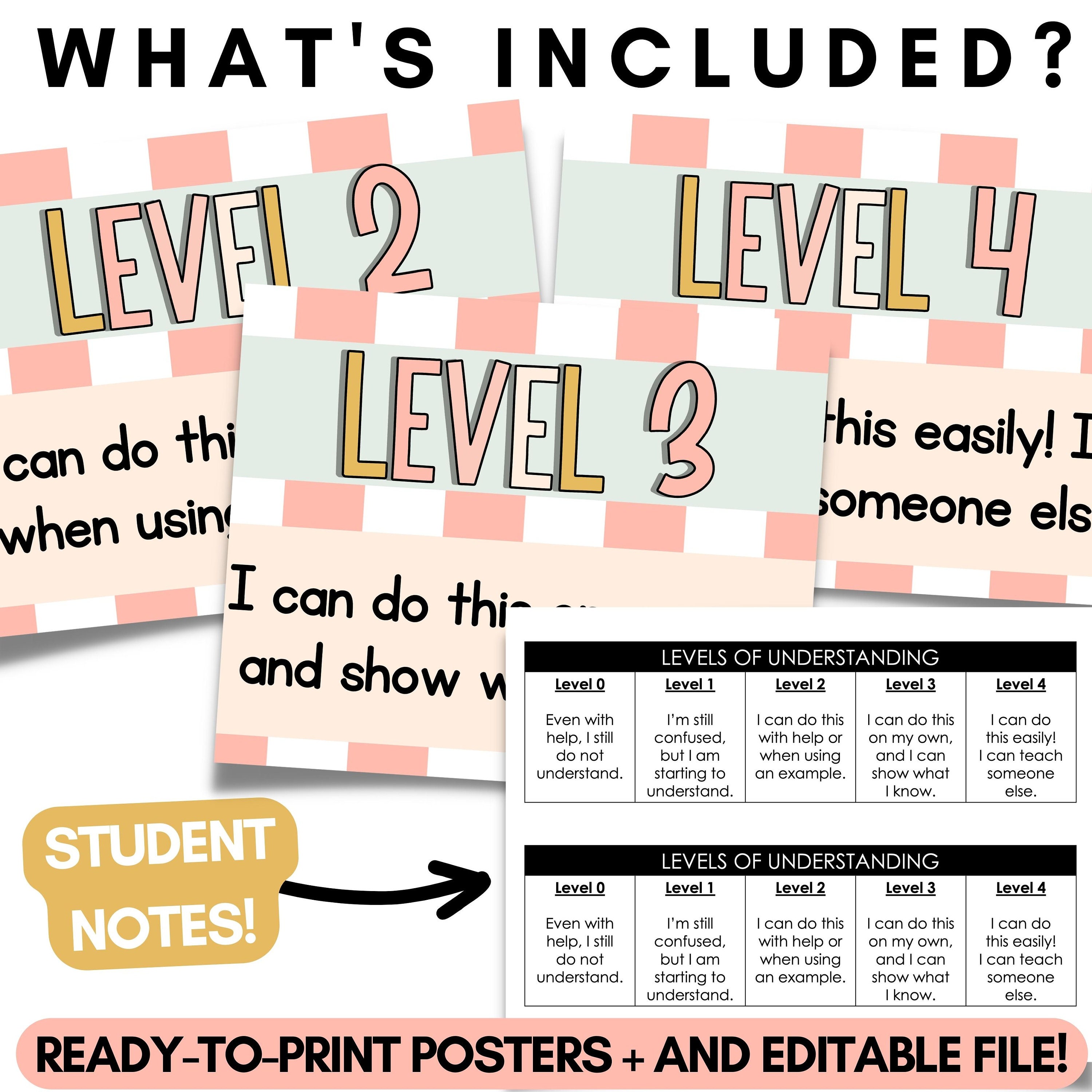 Calm Pastel Classroom Decor | Levels of Understanding Posters ...