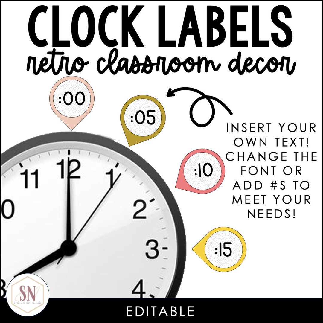 Retro Classroom Decor | Clock Labels - Etsy