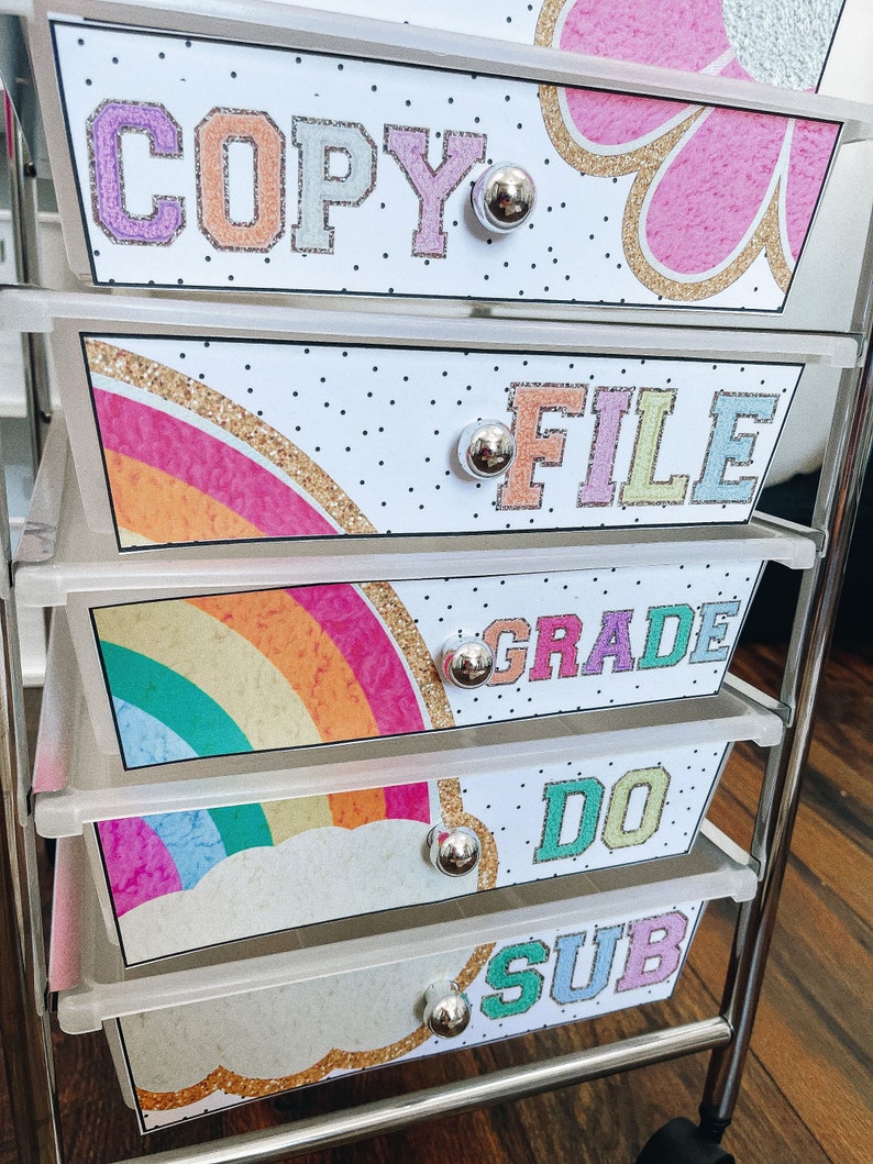 Groovy Classroom Decor 10 Drawer Cart Labels - Etsy