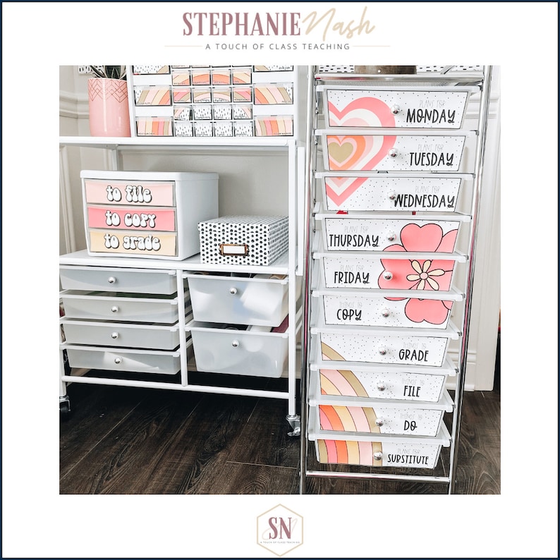 Retro Classroom Decor 10-drawer Cart Labels - Etsy