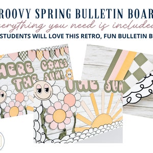 Groovy Spring Bulletin Board Board | April Sun & Flowers Bulletin Kit ...