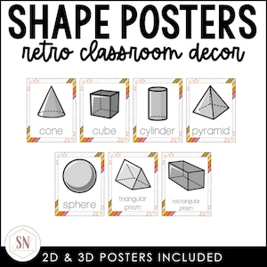 Retro Classroom Decor | Shape Posters - Etsy