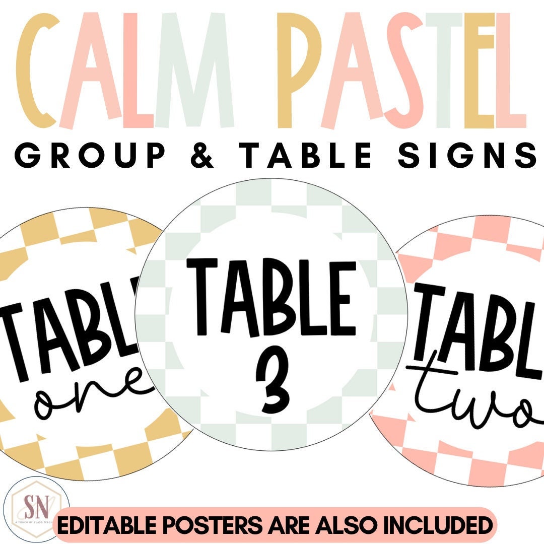 Calm Pastel Classroom Decor | Table Numbers | Editable | *NEW - Etsy