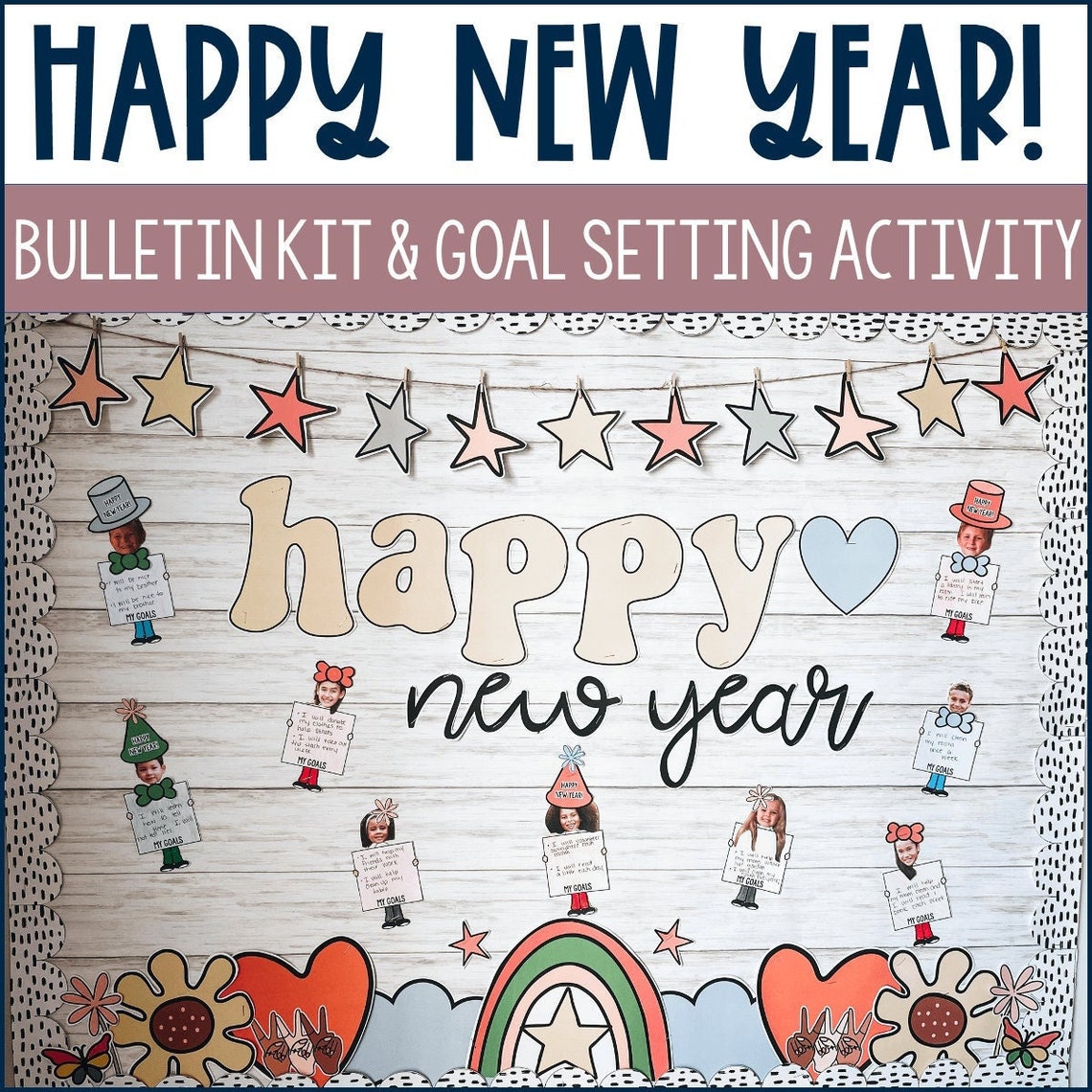 New Years Bulletin Board | Bulletin Board With Students' Photos | New ...