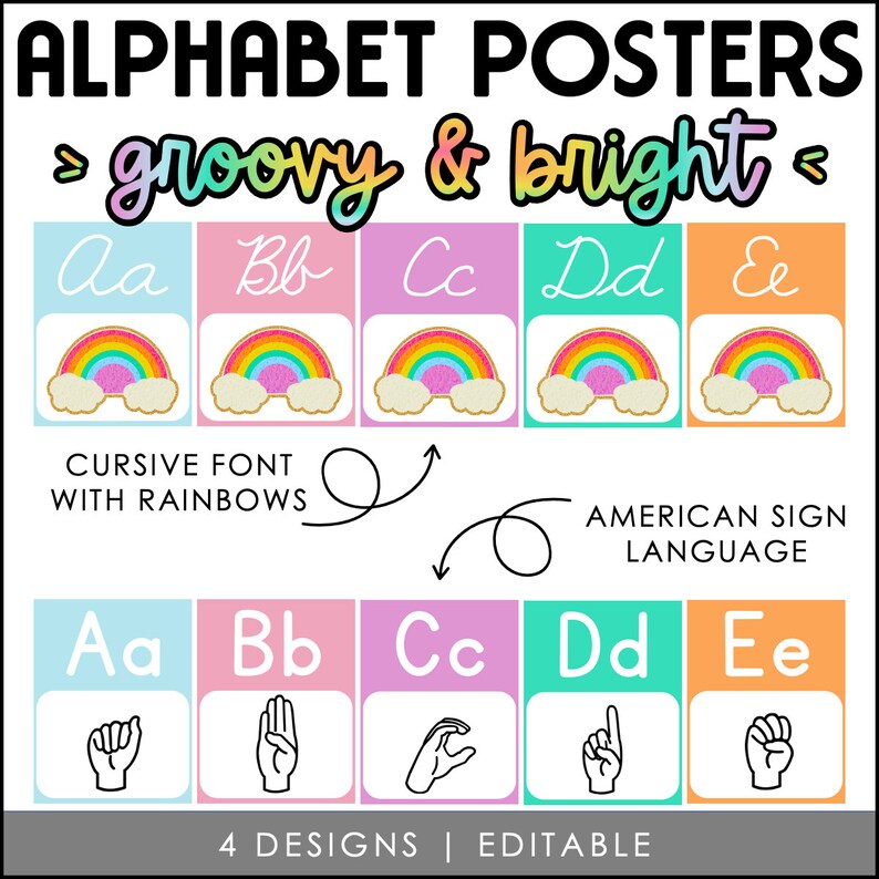 Groovy Classroom Decor Alphabet Posters - Etsy