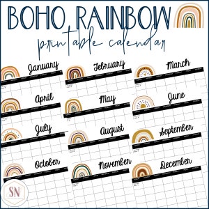 Boho Rainbow Binder Covers, Helpful Forms & Calendar - Etsy