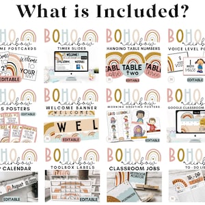 Boho Rainbow Classroom Decor | Neutral Rainbow Decor Bundle 3,000+ Page ...