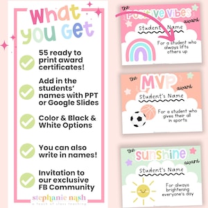 End of the Year Awards | End of Year Certificates | Editable Student ...