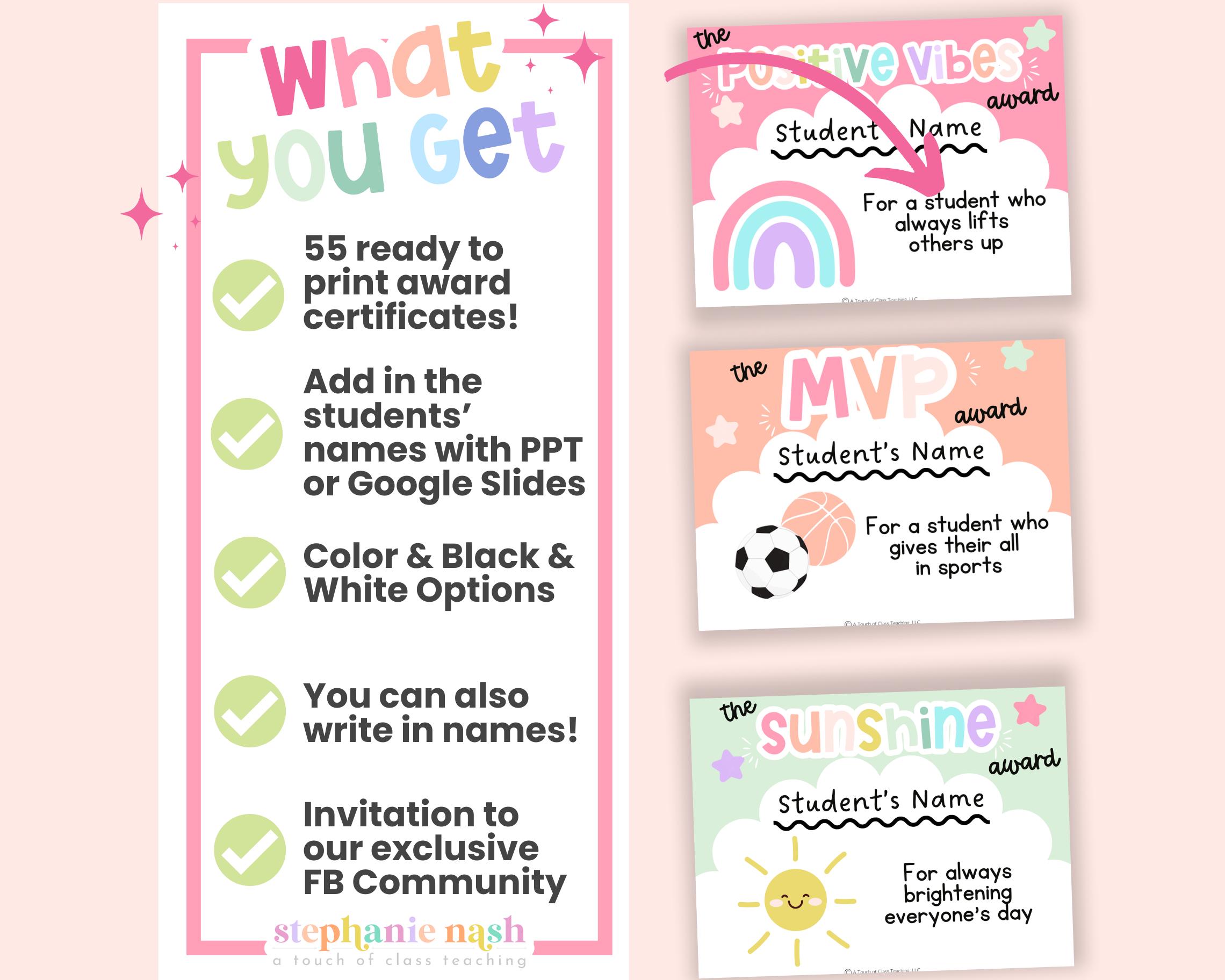 End of the Year Awards | End of Year Certificates | Editable Student ...