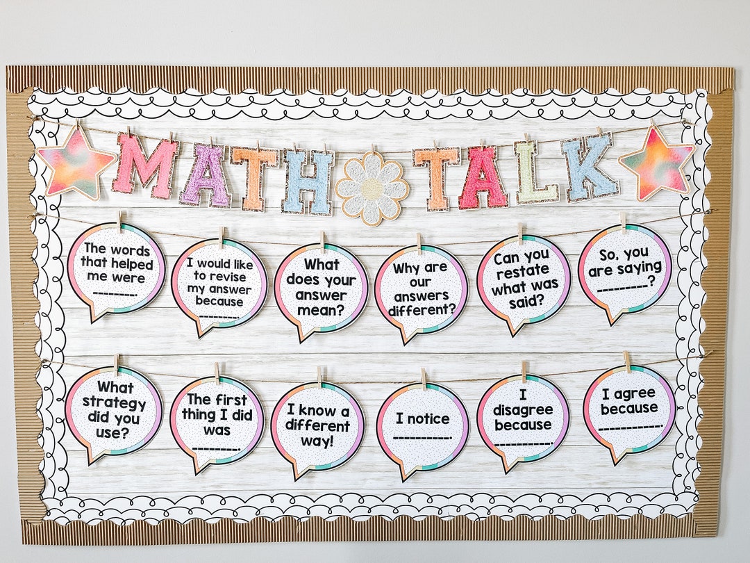 Groovy Classroom Decor | Math Talk Bulletin Board + Student Cards - Etsy