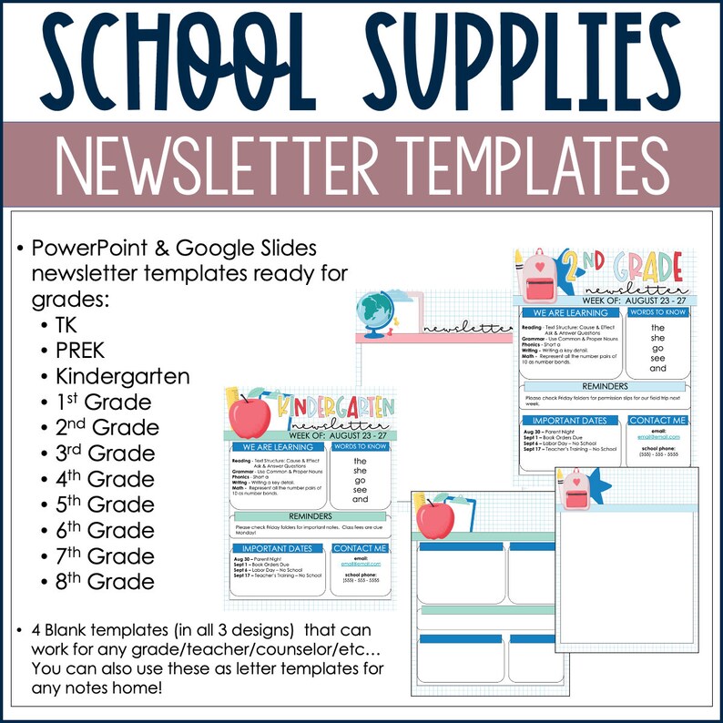 Back to School Newsletters - Etsy