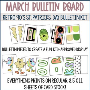 Retro 90's St. Patrick's Day Bulletin Board Kit | March Bulletin Board ...