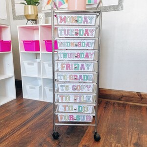 Groovy Classroom Decor | 10 Drawer Cart Labels - Etsy