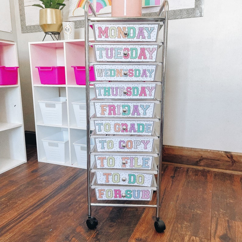 Groovy Classroom Decor 10 Drawer Cart Labels - Etsy