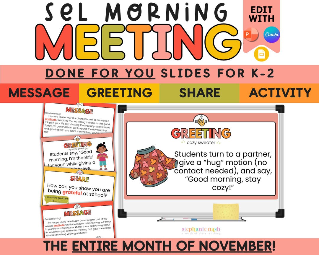 SEL Morning Meeting Slides Kindergarten - 2nd Grade Morning Meeting ...