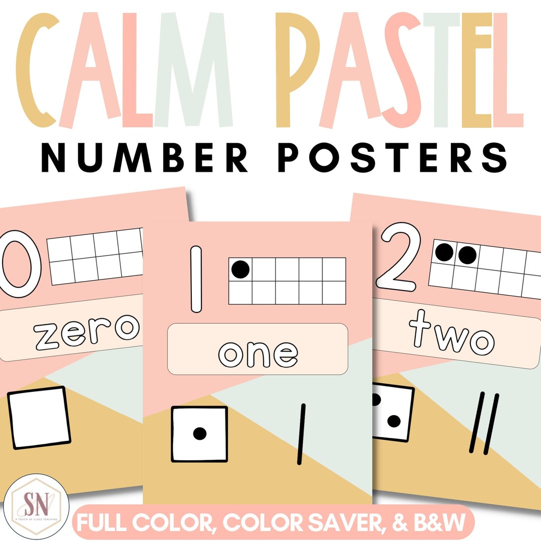 Calm Pastel Classroom Decor | Number Posters | Editable | *NEW - Etsy