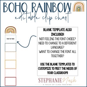 Boho Rainbow Behavior Clip Chart - Etsy
