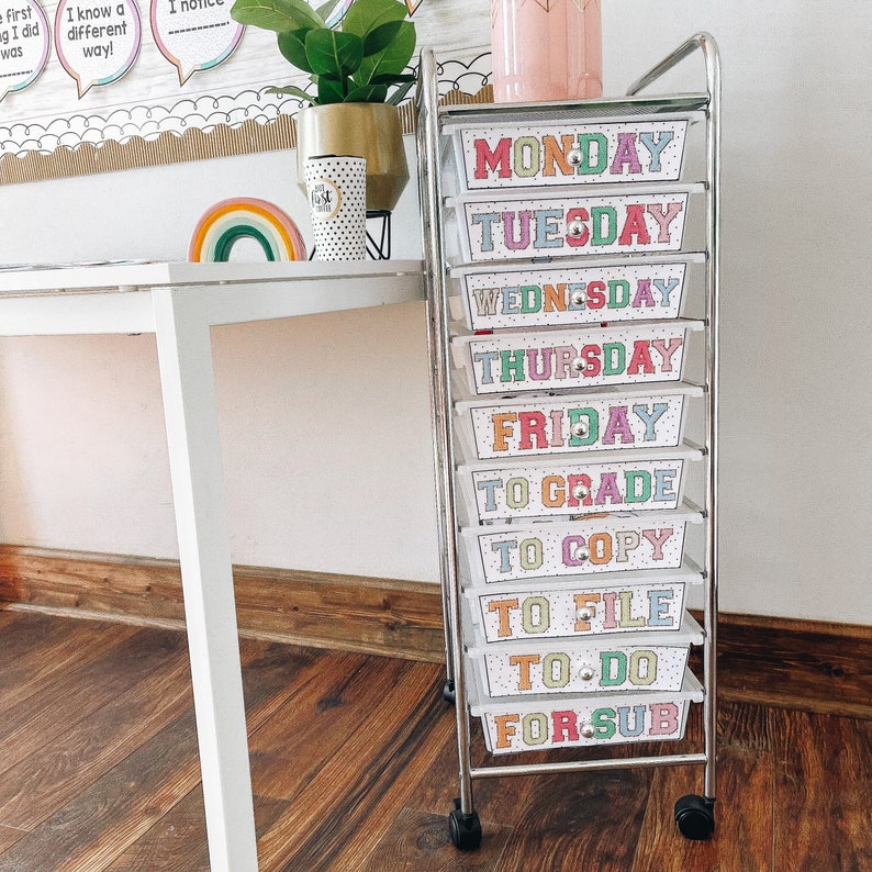 Groovy Classroom Decor 10 Drawer Cart Labels - Etsy