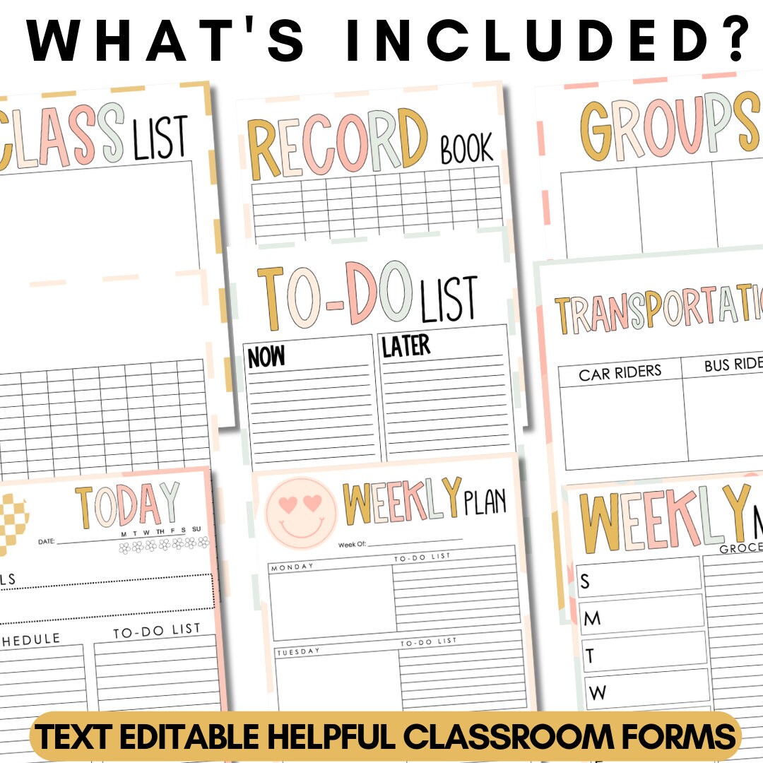 Calm Pastel Classroom Decor | Binder Covers & Helpful Forms | Editable ...