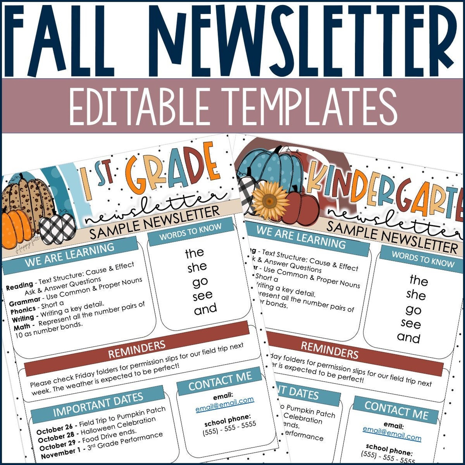 Fall Newsletter Templates | Etsy
