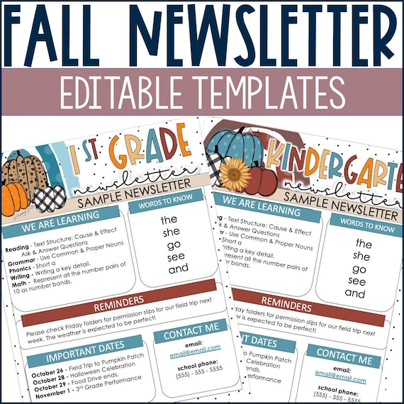 Fall Newsletter Templates | Etsy