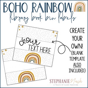 Boho Rainbow Library Book Bin Labels - Etsy