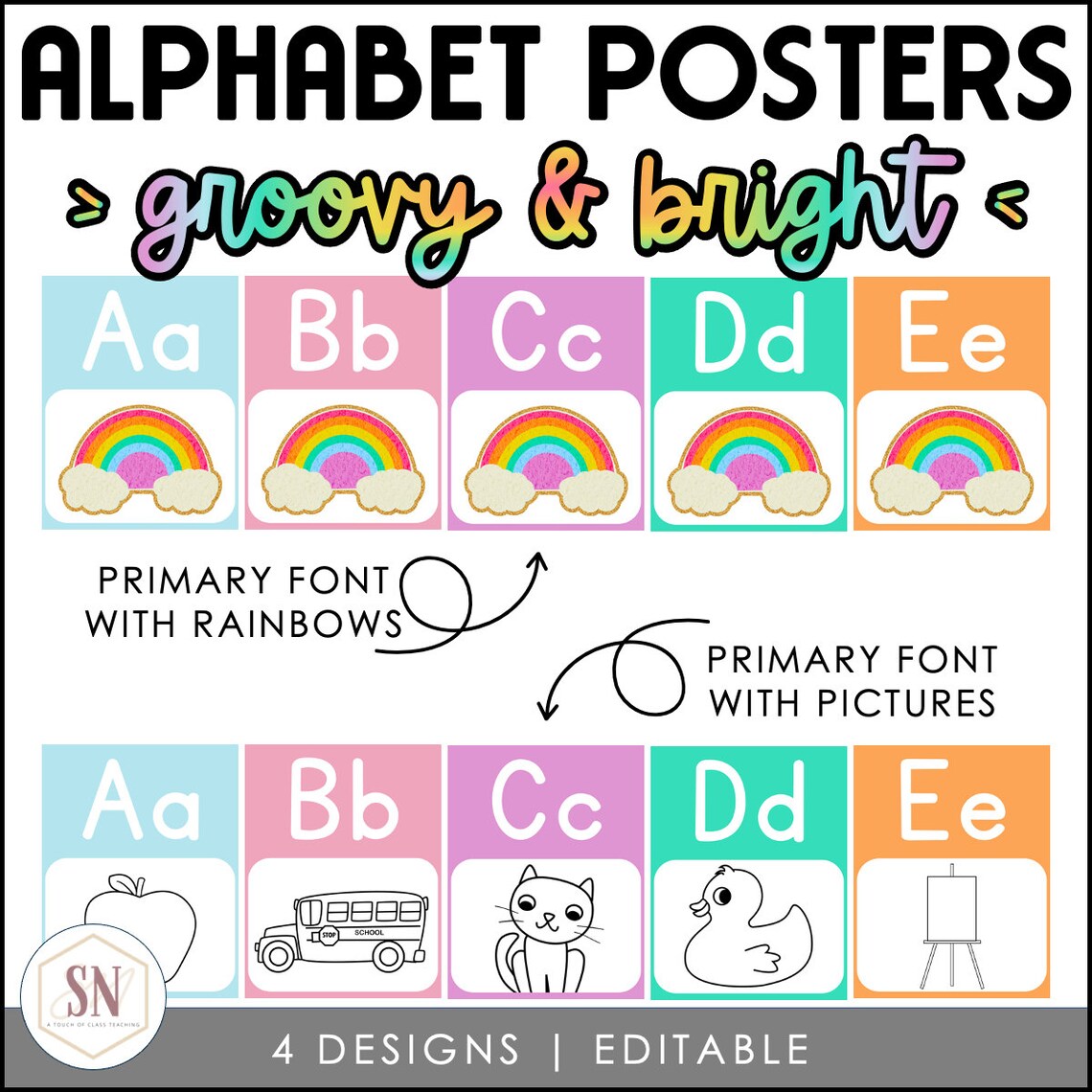 Groovy Classroom Decor Alphabet Posters - Etsy