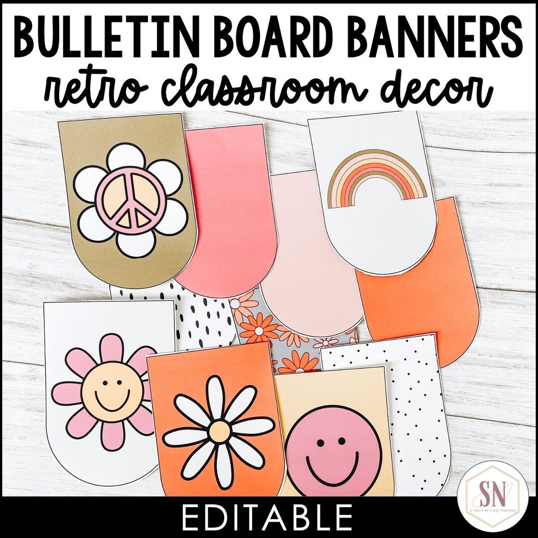 Retro Classroom Decor | Banner Templates - Etsy