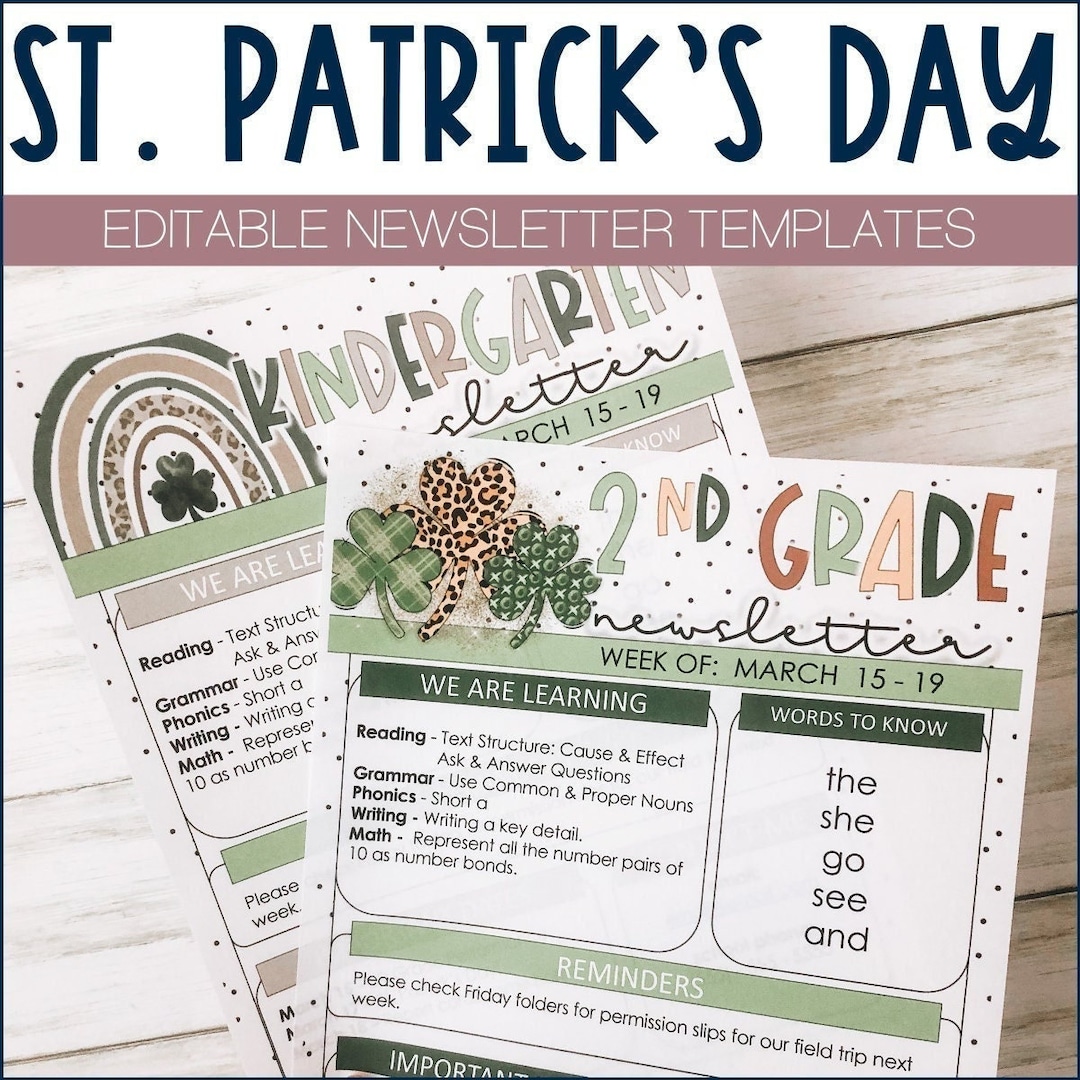 St. Patrick's Day Newsletter Templates - Etsy