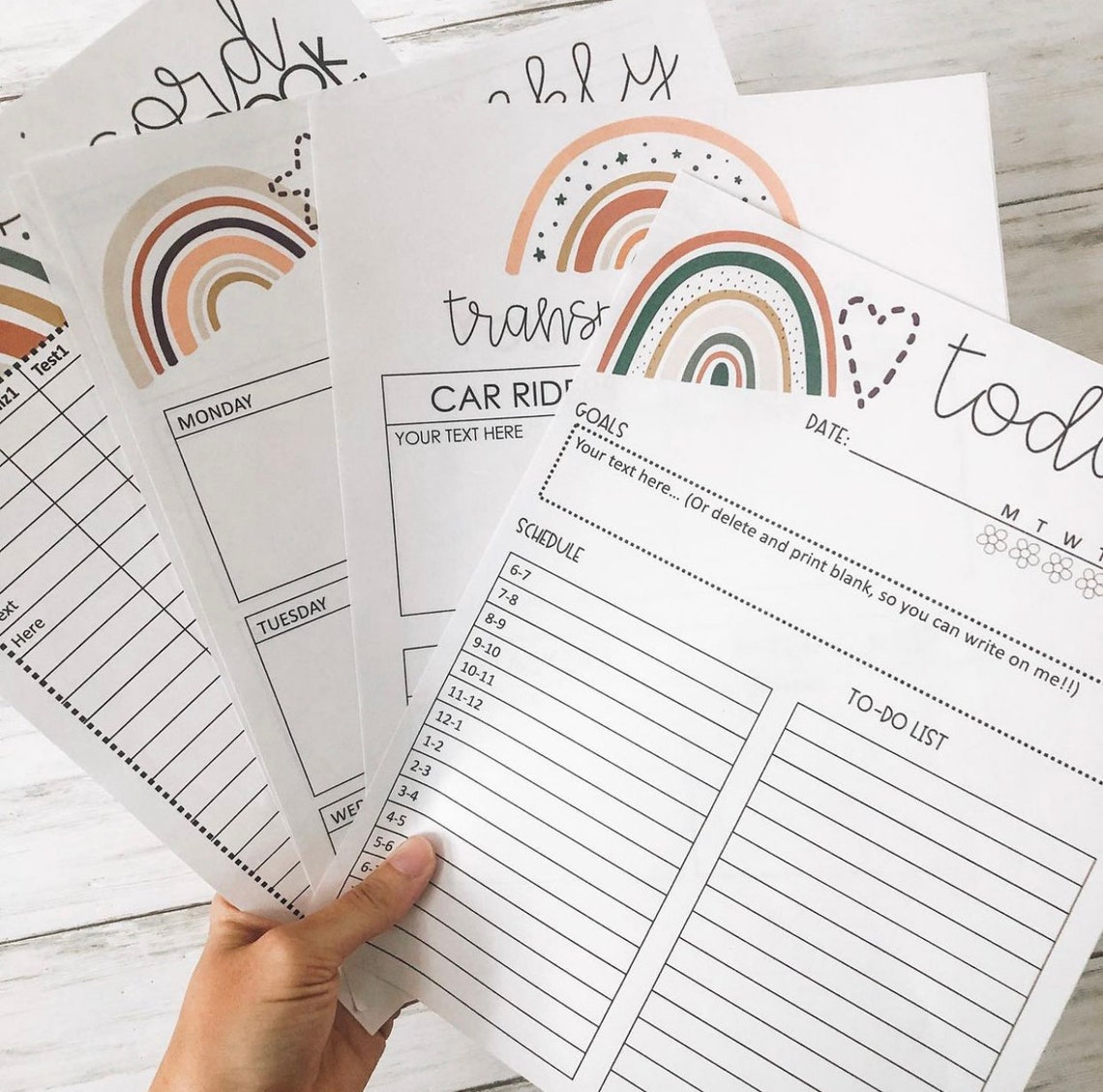 Boho Rainbow Binder Covers Helpful Forms & Calendar | Etsy