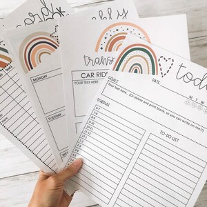 Boho Rainbow Binder Covers, Helpful Forms & Calendar - Etsy
