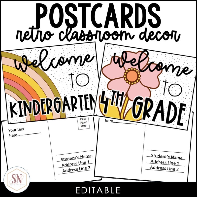 Retro Classroom Decor | Postcards - Etsy