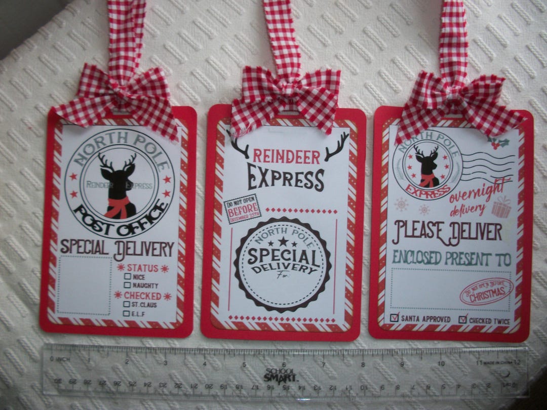 Christmas Gift Tags, Large Santa Express Tags, Oversized North Pole ...