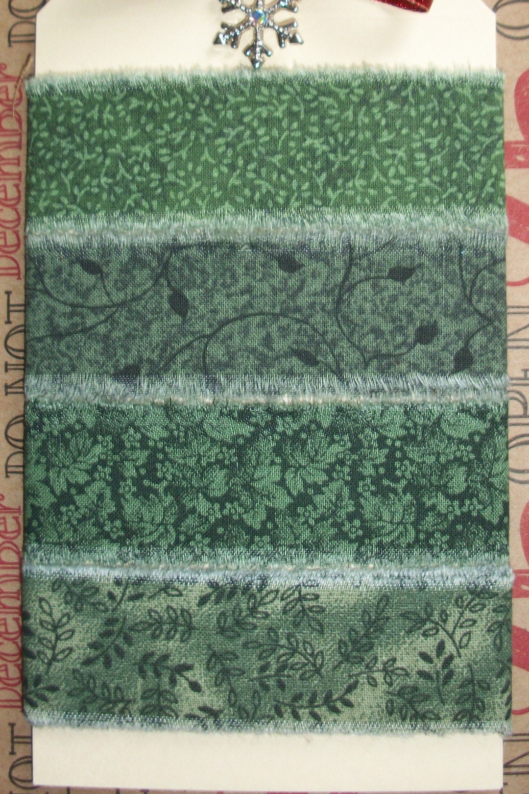 Hand Torn Country Calico Fabric Ribbons, Green Fabric Ribbon Bundle, 1 ...