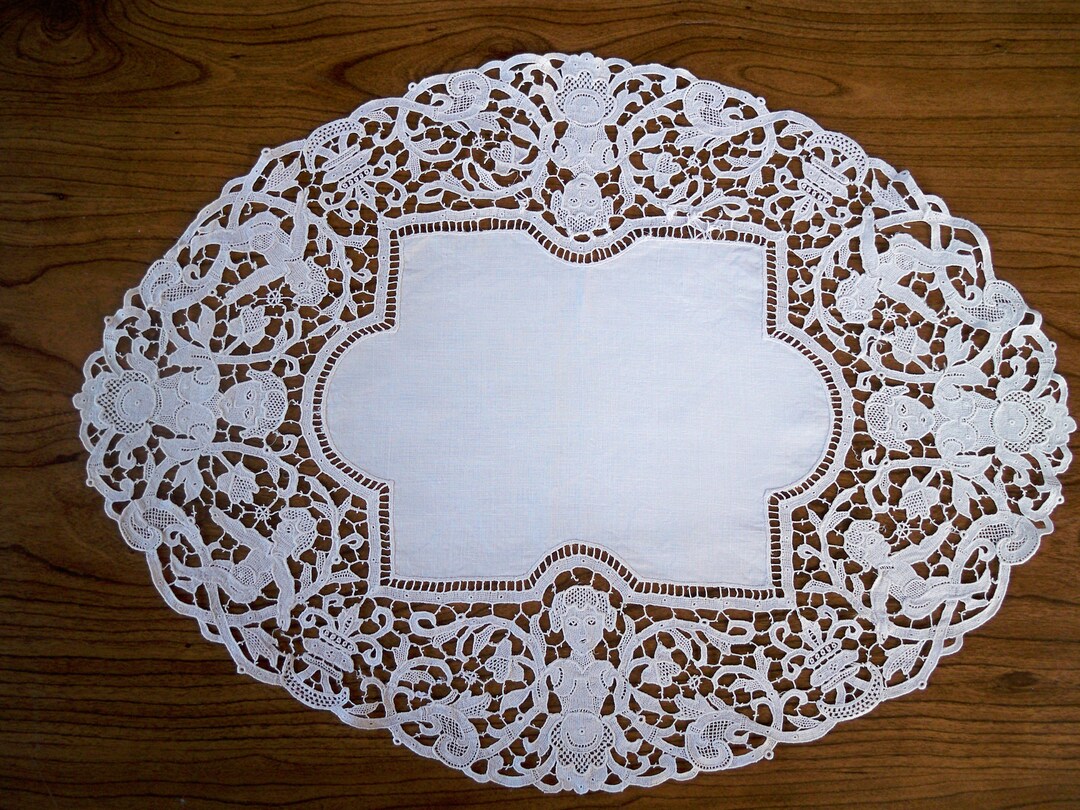 Vintage Embroidered Table Topper, Hand Embroidered Linen - Etsy