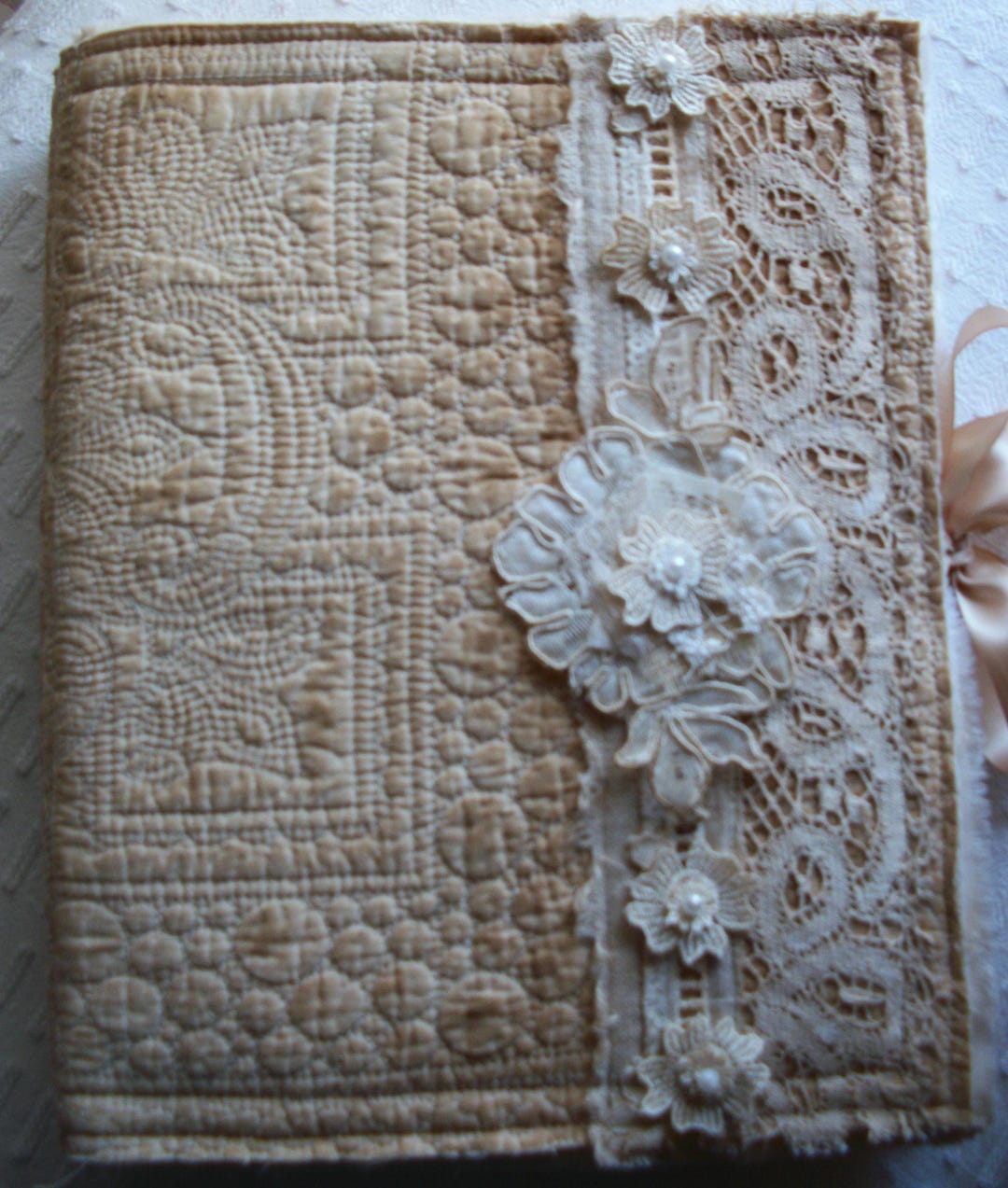 Tea Stained Fabric Art Journal, Tea Stained Fabric Slow Stitch Journal ...