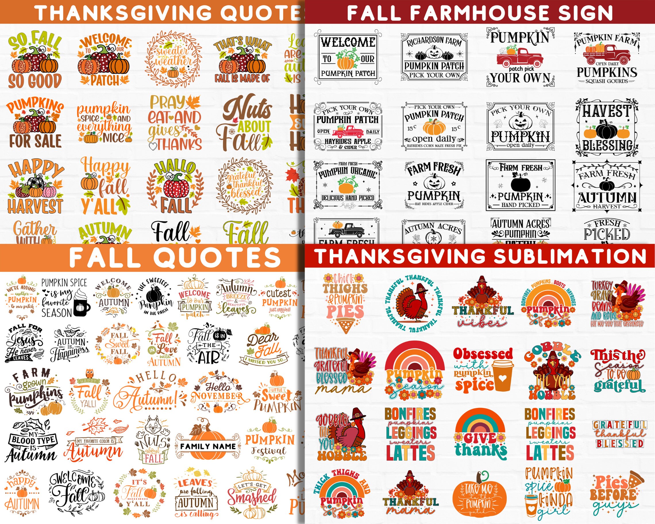 THANKSGIVING & FALL MEGA Bundle, 280+ Designs, 2025 Fall Svg ...