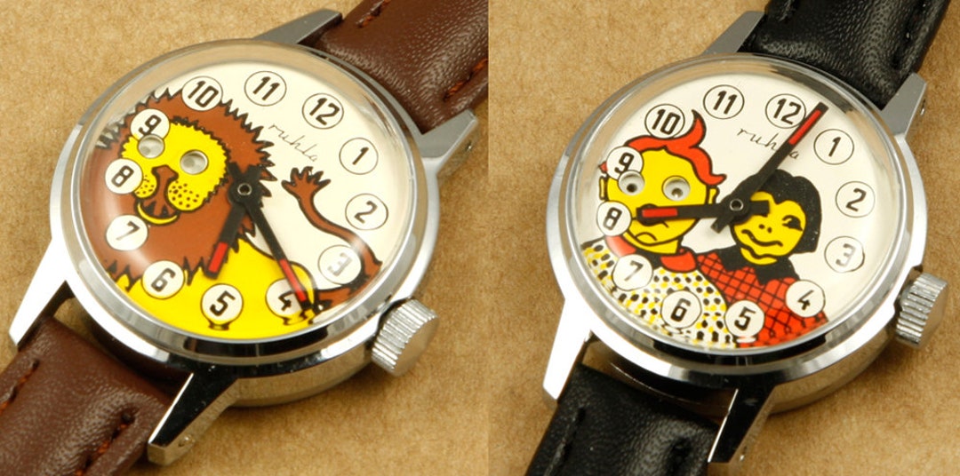 Ruhla Lion Max & Moritz Moving Eyes Hand-winding Mechanical Children ...