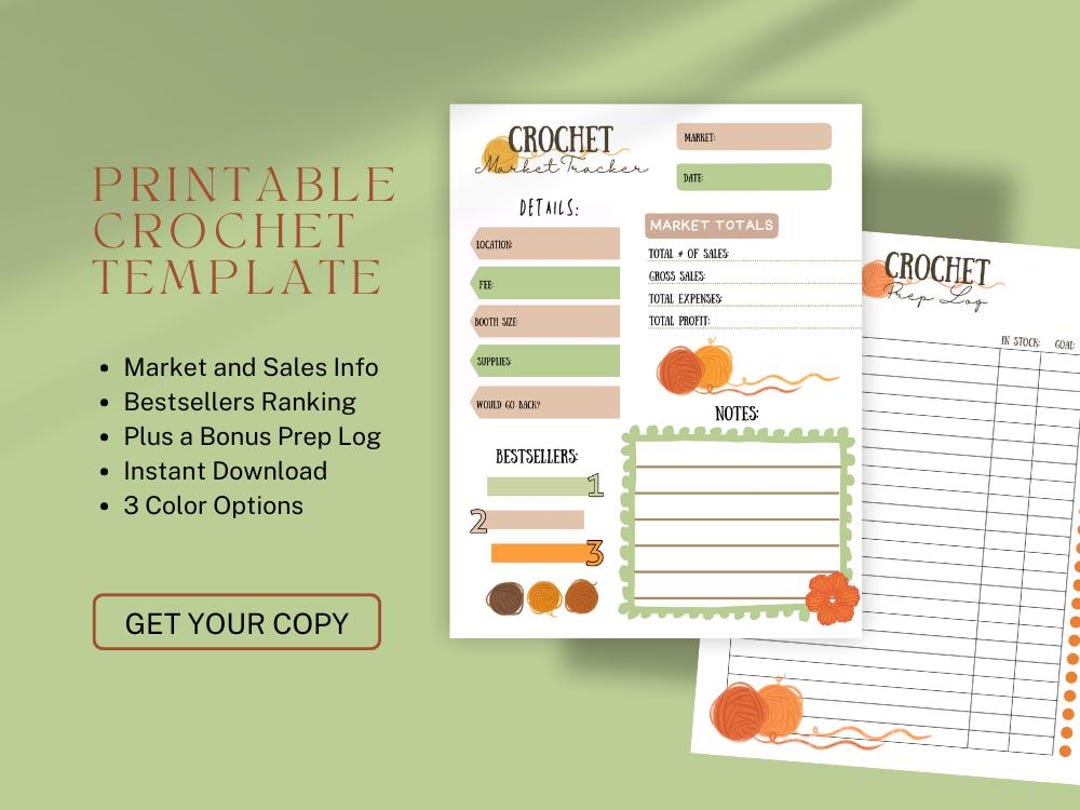 Crochet Market Tracker Printable | Vendor & Craft Fair Planner | 3 ...