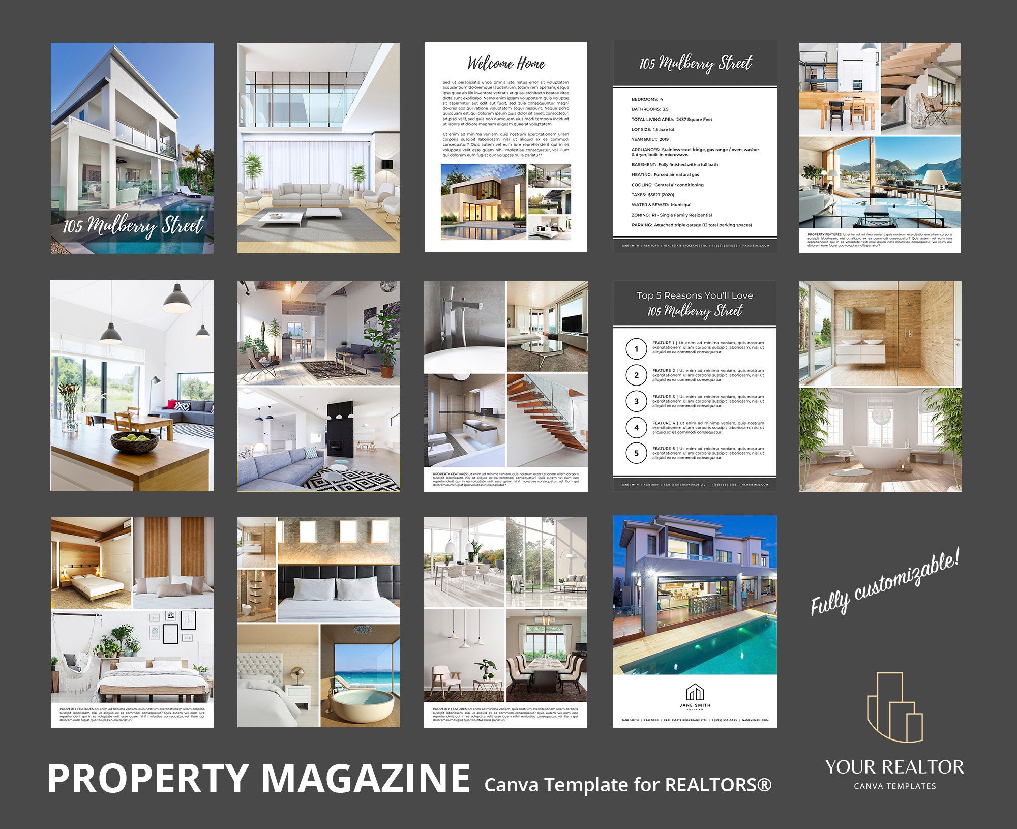 Property Listing Magazine Canva Template for Real Estate Agents - Etsy