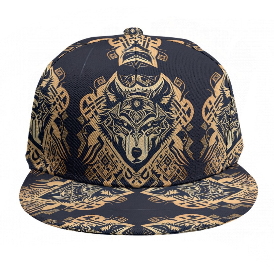 Flat Brim Wolf Hat All Over Wolves Graphic Print Fashionable - Etsy