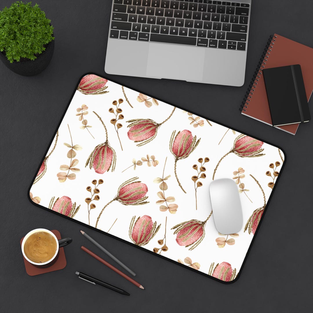 Floral Desk Mat, Spring Seasonal Office Decor, Workspace Accessory ...