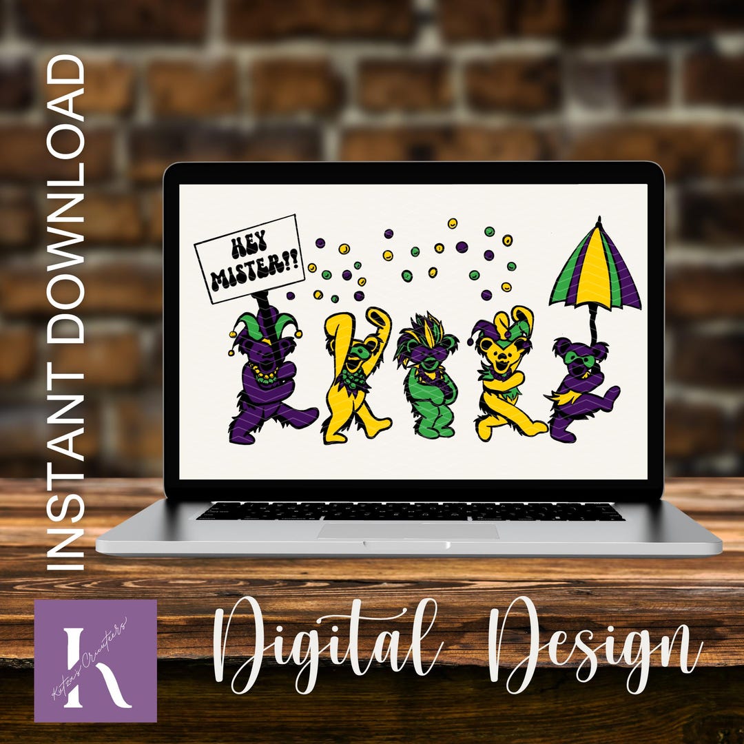 Dancing Bears PNG, Mardi Gras PNG, DIGITAL Design, Grateful Design - Etsy