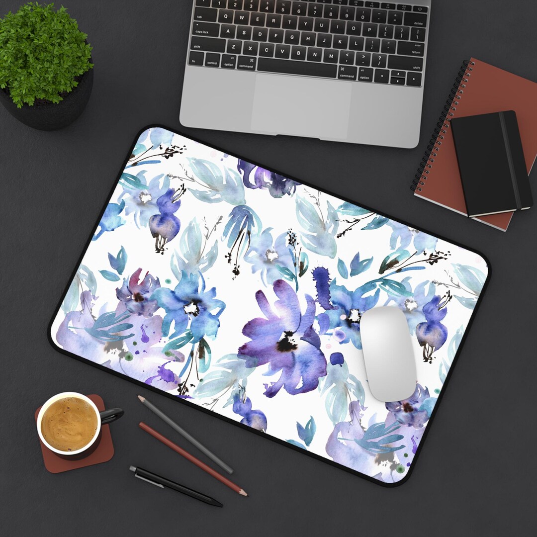 Desk Mat, Spring Floral Office Desk Pad, Springy Botanical Desk Blotter ...